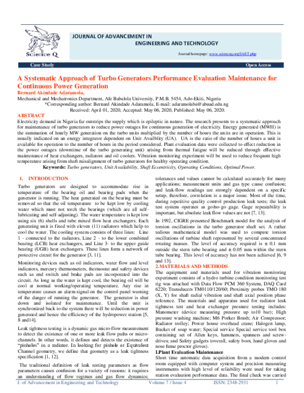 (PDF) A Systematic Approach of Turbo Generators Performance Evaluation ...