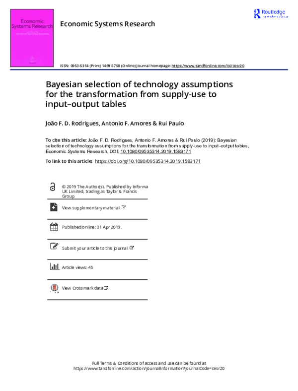 (PDF) Bayesian selection of technology assumptions for the transformation from supply-use to ...