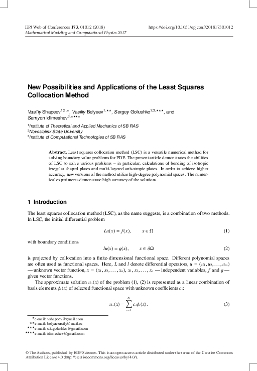 Pdf New Possibilities And Applications Of The Least Squares
