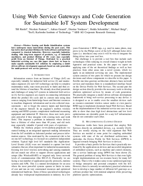 (PDF) Using web service gateways and code generation for sustainable ...