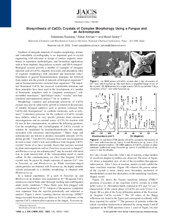 (PDF) Biosynthesis of CaCO3 Crystals of Complex Morphology Using a ...