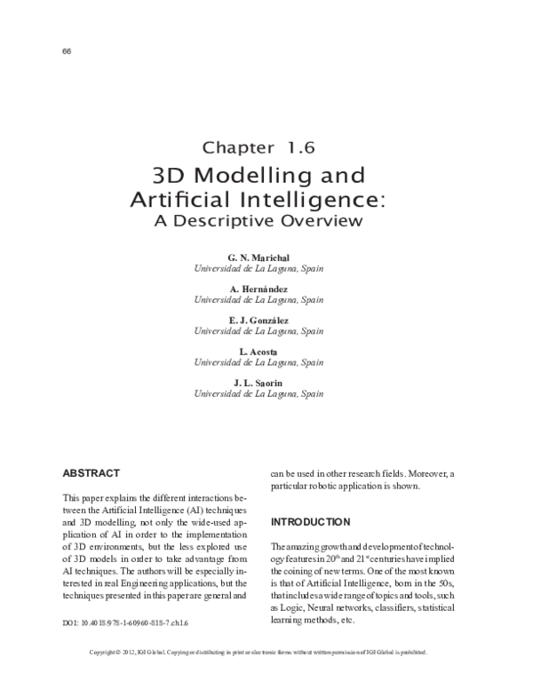 (PDF) 3D Modelling and Artificial Intelligence
