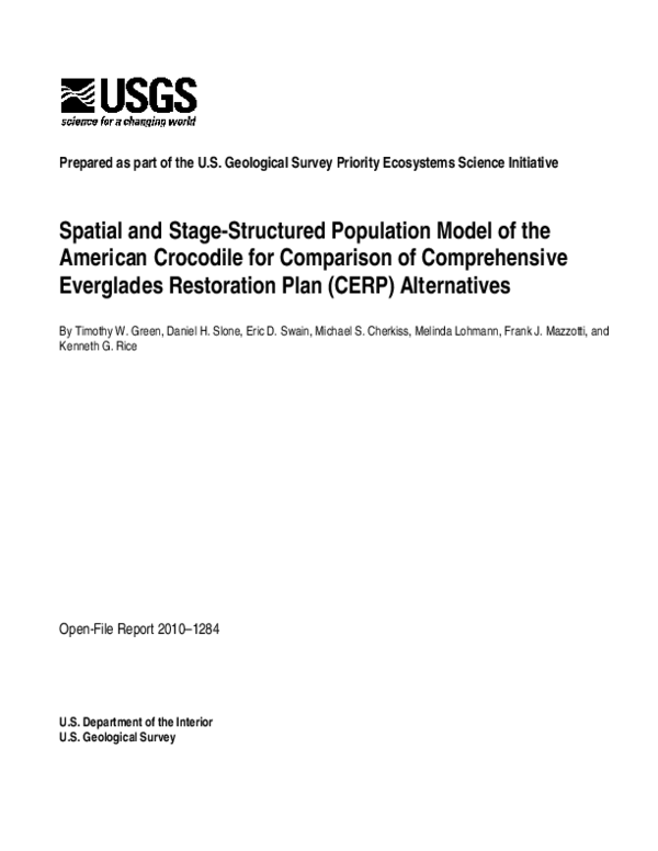 Pdf Spatial And Stage Structured Population Model Of The American Crocodile For Comparison Of