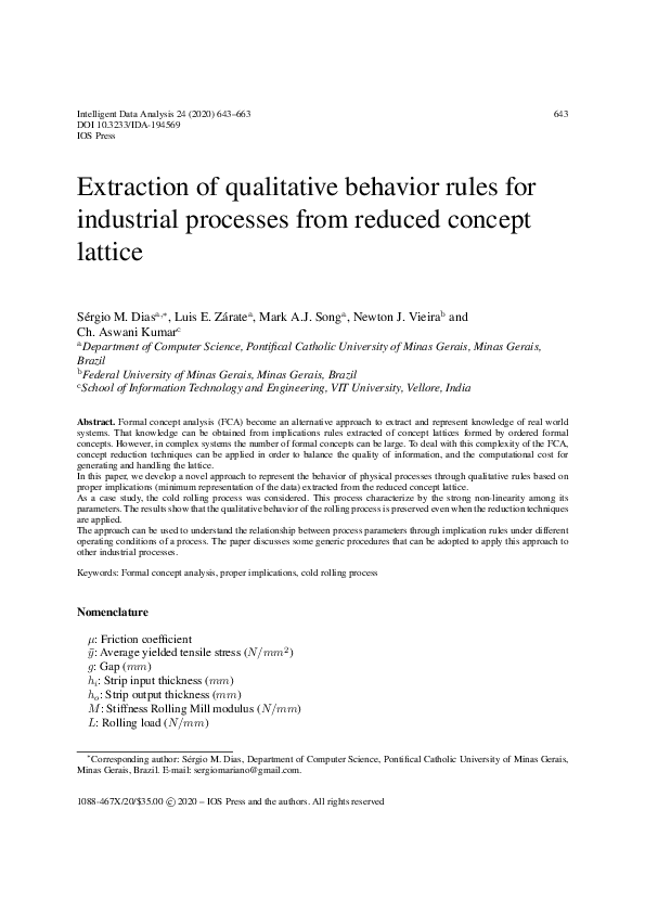 (PDF) Extraction of qualitative behavior rules for industrial processes ...