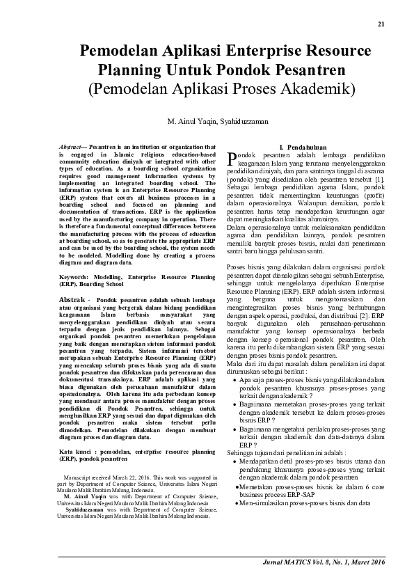 (PDF) Pemodelan Aplikasi Enterprise Resource Planning Untuk Pondok ...