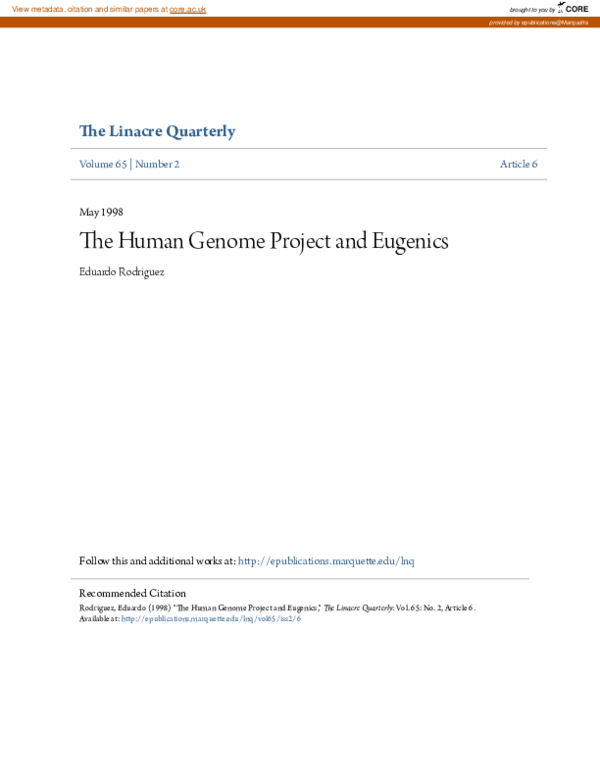 (PDF) The Human Genome Project and Eugenics