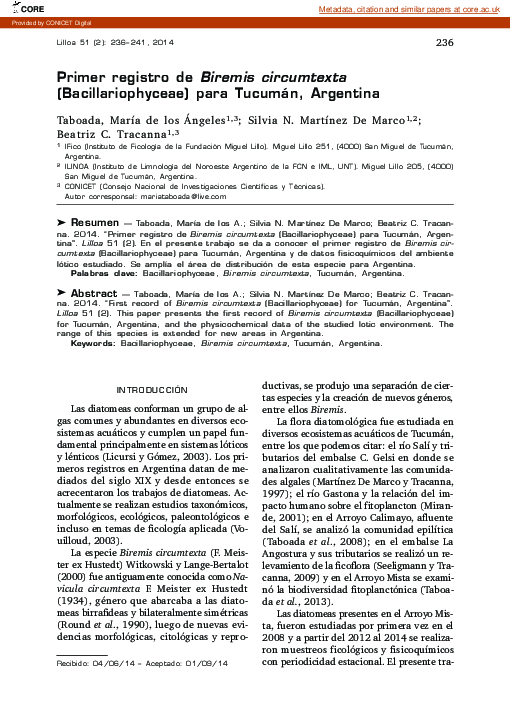 (PDF) First record of Biremis circumtexta (Bacillariophyceae) for ...