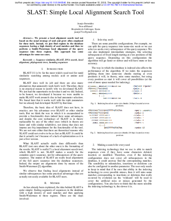 (PDF) SLAST: A Novel Local Alignment Tool