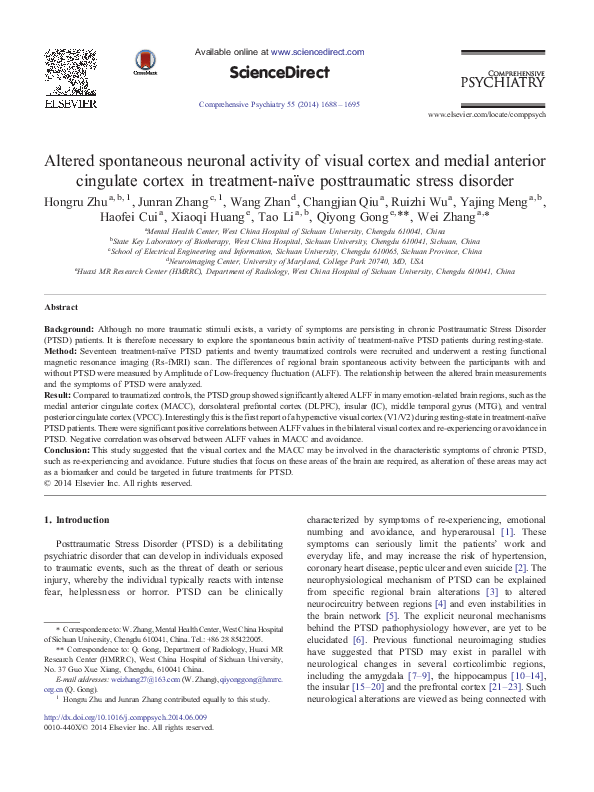 (PDF) Altered spontaneous neuronal activity of visual cortex and medial ...