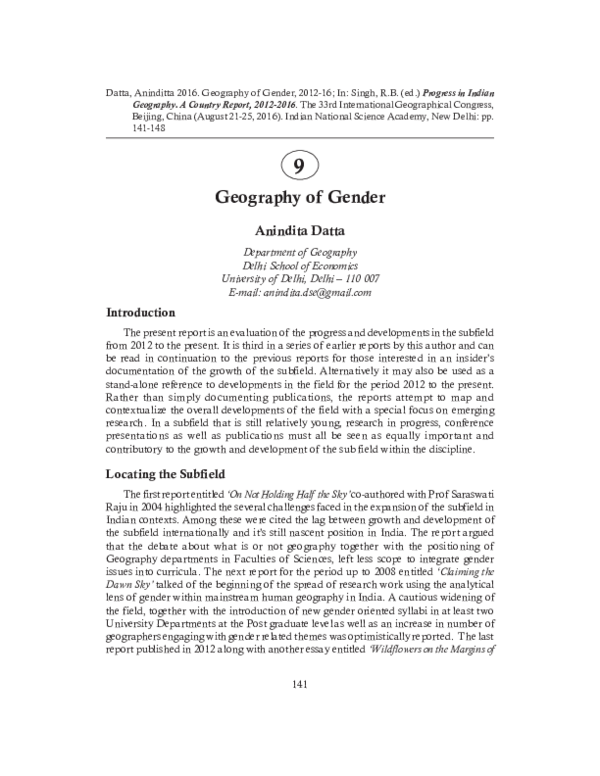 (PDF) Geography of Gender
