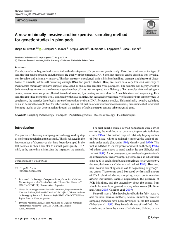 (PDF) A new minimally invasive and inexpensive sampling method for ...