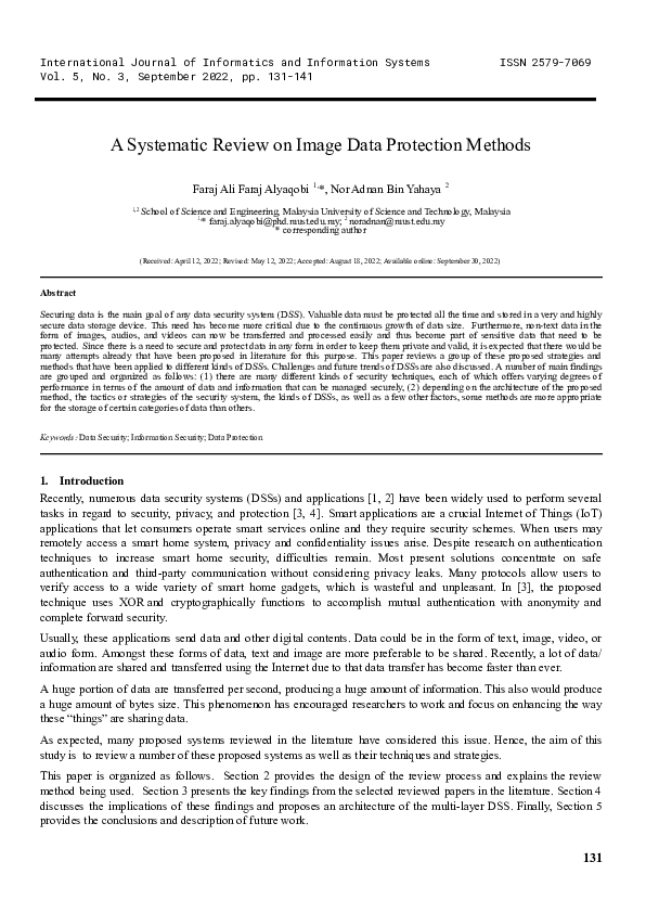 (PDF) A Systematic Review on Image Data Protection Methods