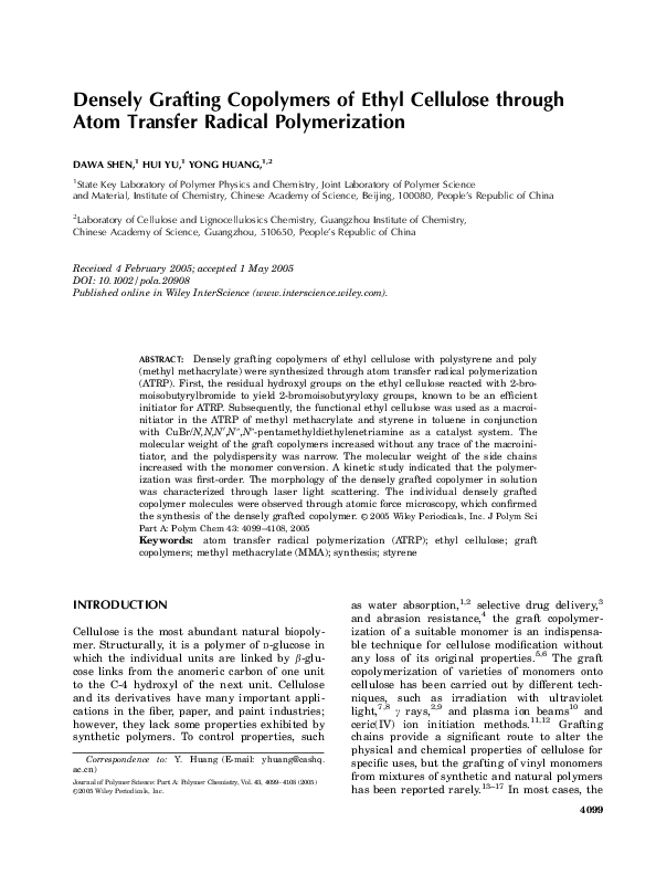 (PDF) Densely grafting copolymers of ethyl cellulose through atom ...