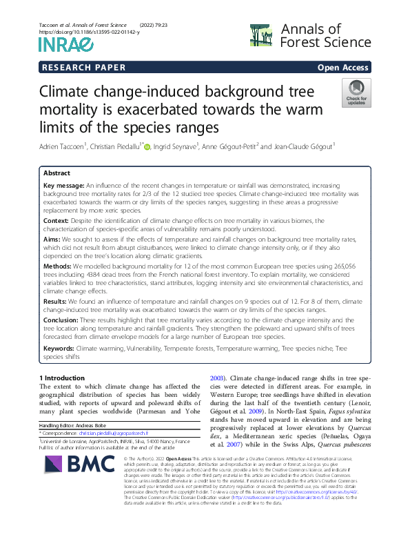 (PDF) Climate change-induced background tree mortality is exacerbated ...