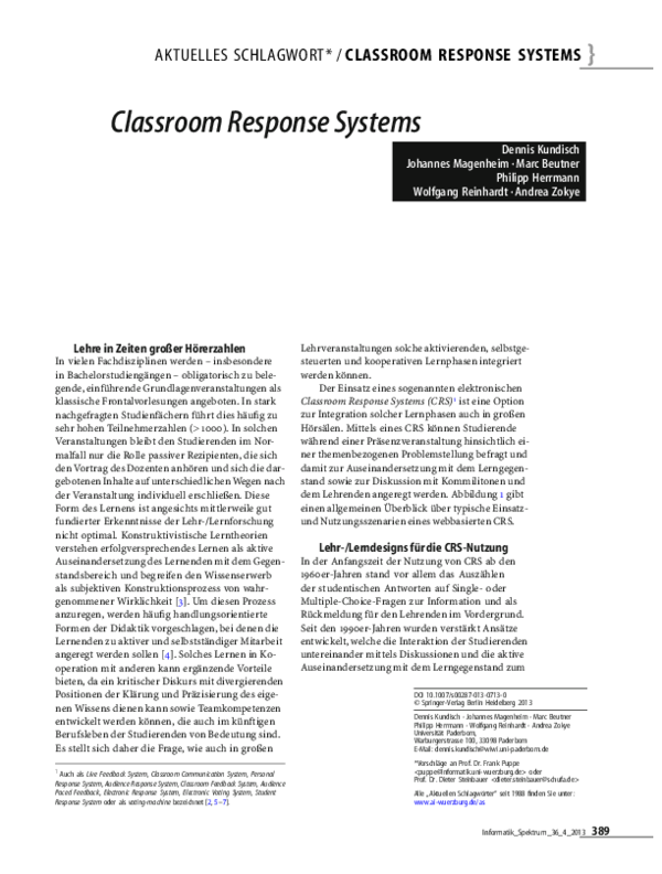 (PDF) Classroom Response Systems