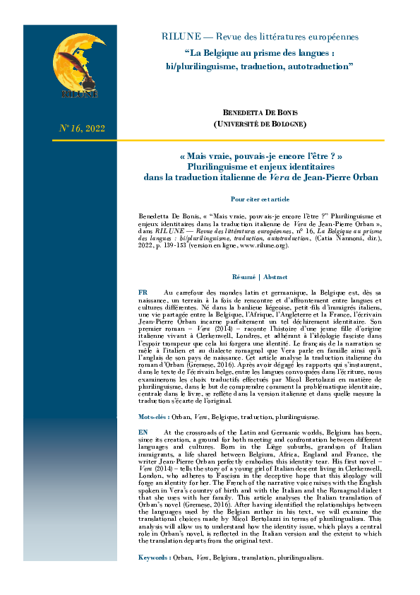 (PDF) "Mais vraie pouvais-je encore l'être?" Plurilinguisme et enjeux ...