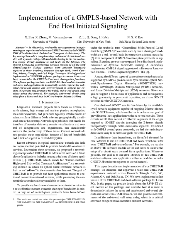 (PDF) Implementation of a GMPLS-based Network with End Host Initiated ...