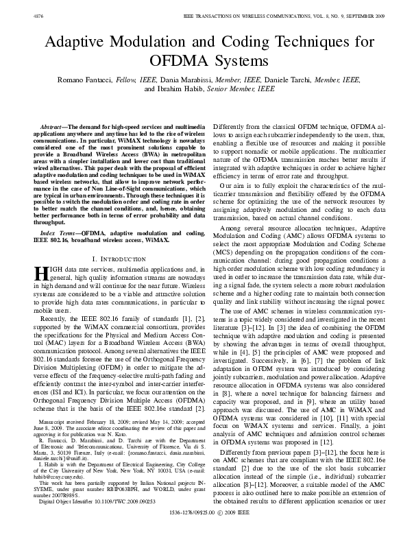 (PDF) Adaptive modulation and coding techniques for OFDMA systems