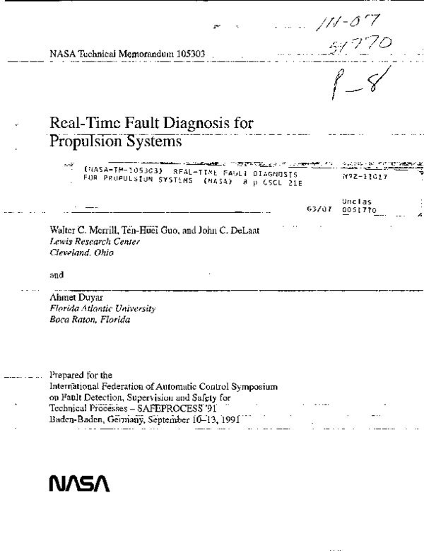 (PDF) Real-Time Fault Diagnosis for Propulsion Systems (PDF) Real-Time Fault Diagnosis for Propulsion Systems