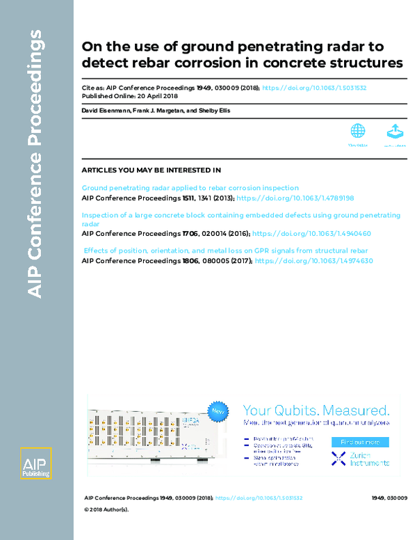 (PDF) On the use of ground penetrating radar to detect rebar corrosion in concrete structures