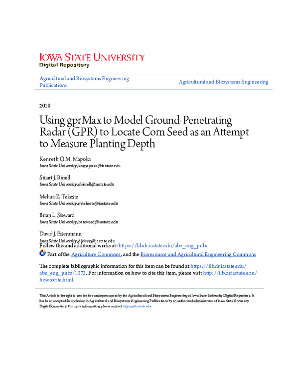 (PDF) Using gprMax to Model Ground-Penetrating Radar (GPR) to Locate ...