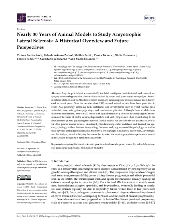 (PDF) Nearly 30 Years of Animal Models to Study Amyotrophic Lateral ...
