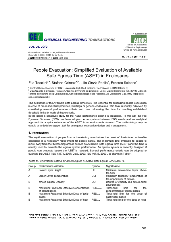 (PDF) People Evacuation: Simplified Evaluation of Available Safe Egress ...