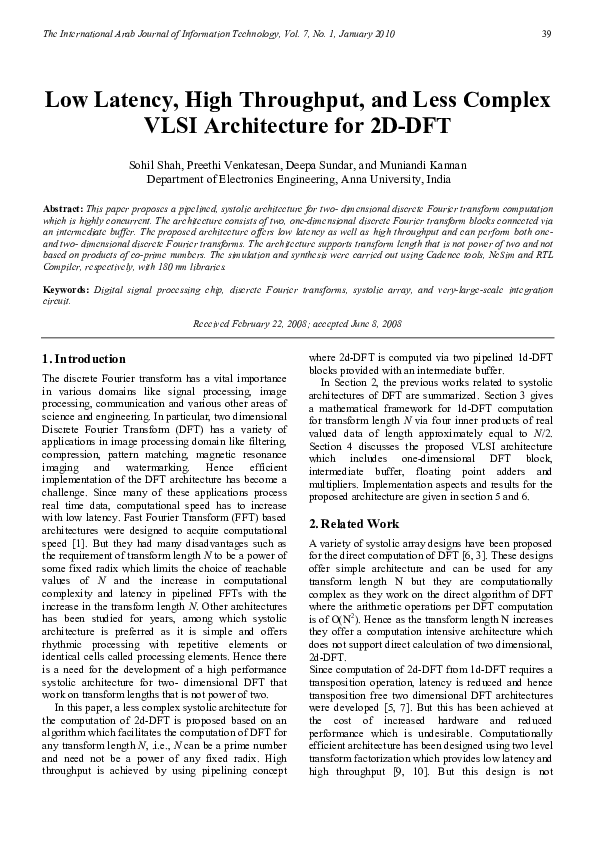 (PDF) Low latency, High throughput and Less complex VLSI architecture ...