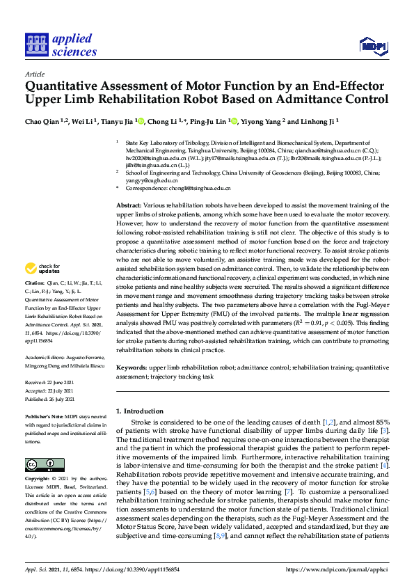 (PDF) Quantitative Assessment of Motor Function by an End-Effector Upper Limb Rehabilitation ...