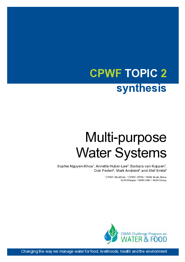 (PDF) Multi-purpose water systems: Topic 2 Synthesis Paper