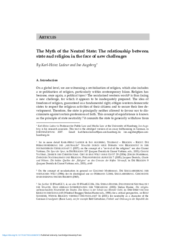 (PDF) The Myth of the Neutral State: The relationship between state and ...