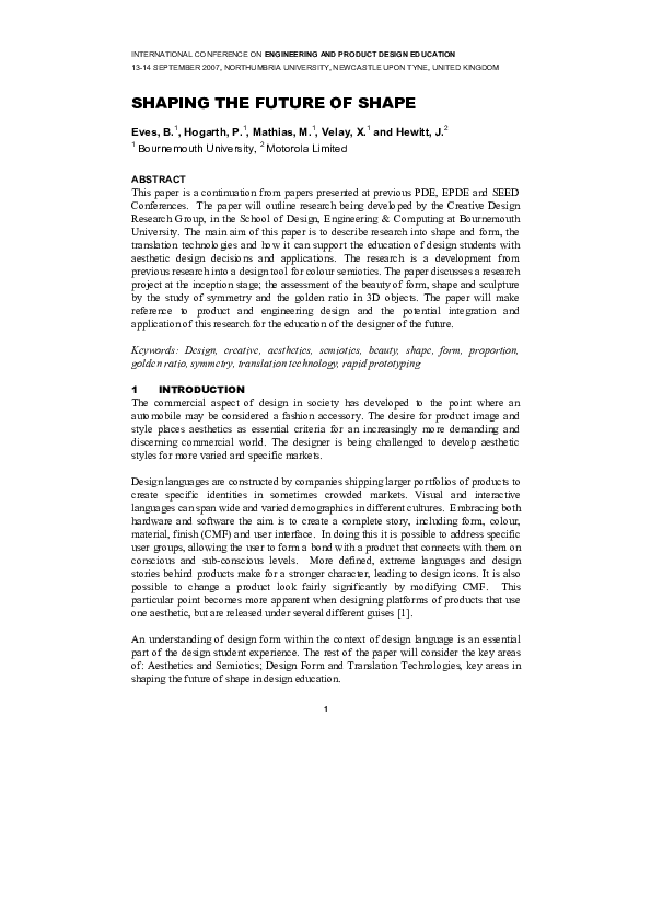 (PDF) Shaping the future of shape