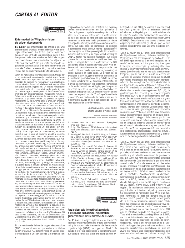 (PDF) Angiodisplasia intestinal asociada a estenosis subaórtica ...