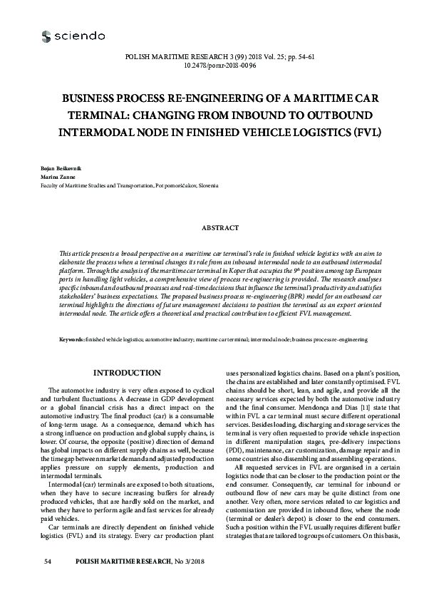 (PDF) Business Process Re-Engineering of a Maritime Car Terminal ...