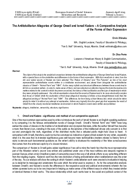 (PDF) The Antitotalitarian Allegories of George Orwell and Ismail ...