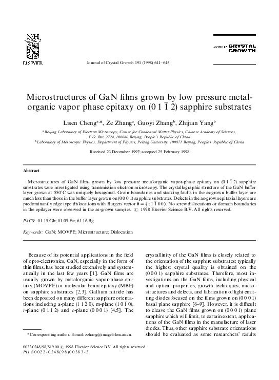 (PDF) Microstructures of GaN films grown by low pressure metal-organic ...