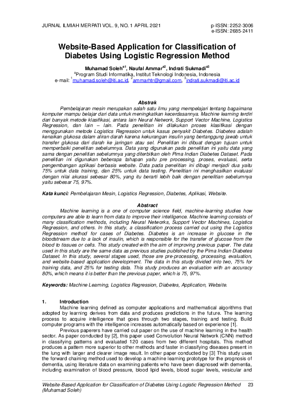 (PDF) Website-Based Application for Classification of Diabetes Using ...