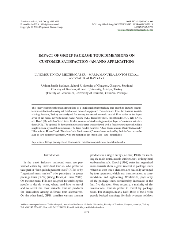 (PDF) Impact of Group Package Tour Dimensions on Customer Satisfaction ...