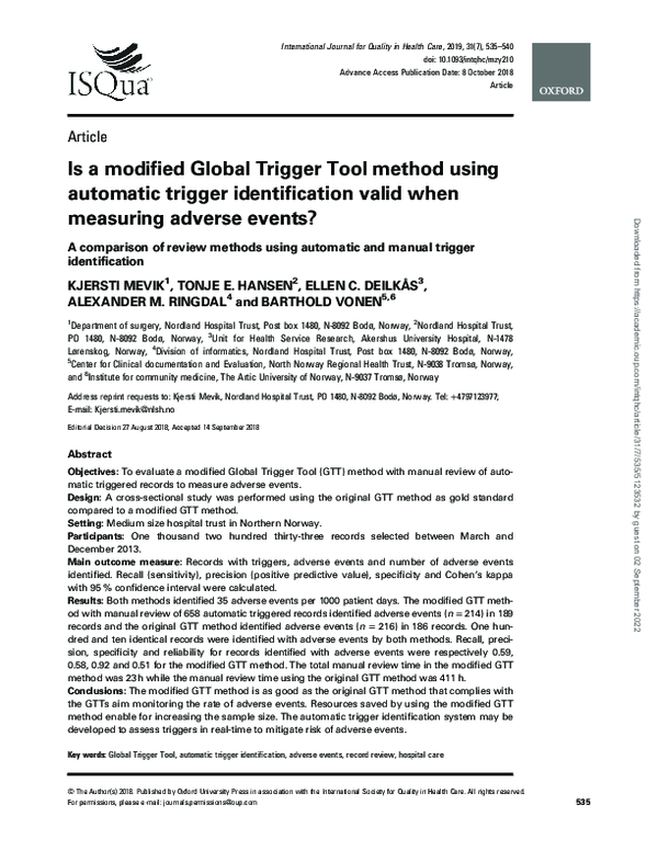 (PDF) Is a modified Global Trigger Tool method using automatic trigger ...