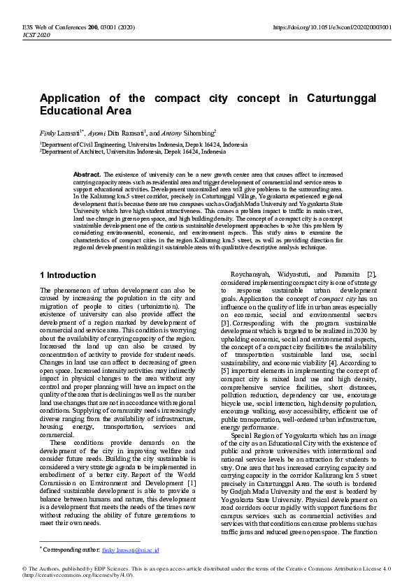 (PDF) Application of the compact city concept in Caturtunggal ...