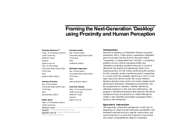 (PDF) Framing the Next-Generation ‘Desktop’using Proximity and Human Perception