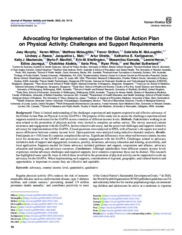 (PDF) Advocating for Implementation of the Global Action Plan on ...