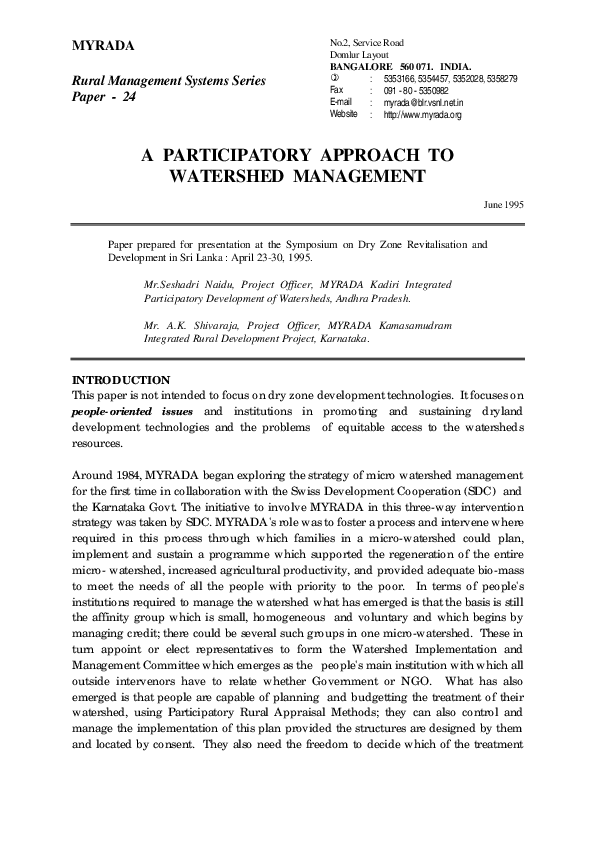 (PDF) A Participatory Approach to Watershed Management: The Brazilian ...