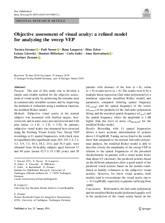 (PDF) Objective assessment of visual acuity: a refined model for analyzing the sweep VEP