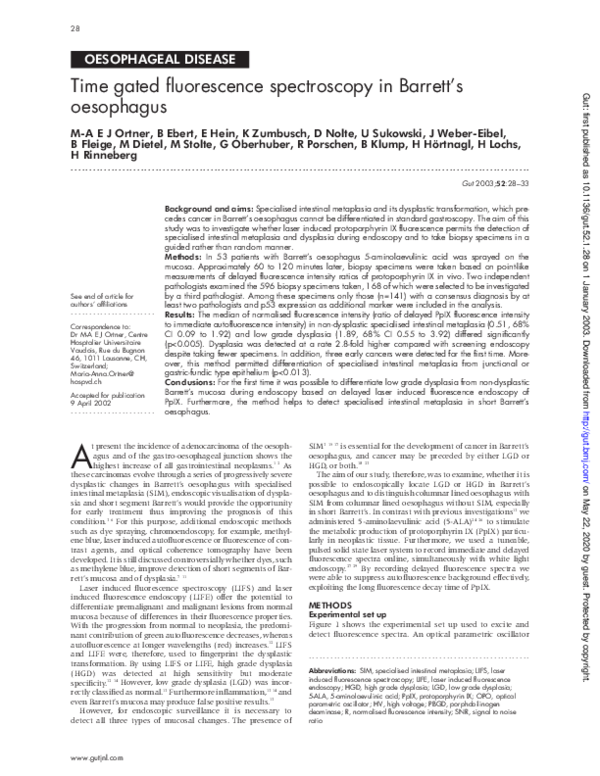 (PDF) Time gated fluorescence spectroscopy in Barrett's oesophagus