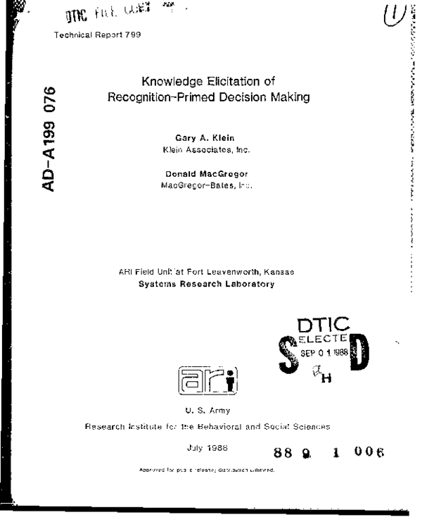 (PDF) Knowledge Elicitation of Recognition-Primed Decision Making