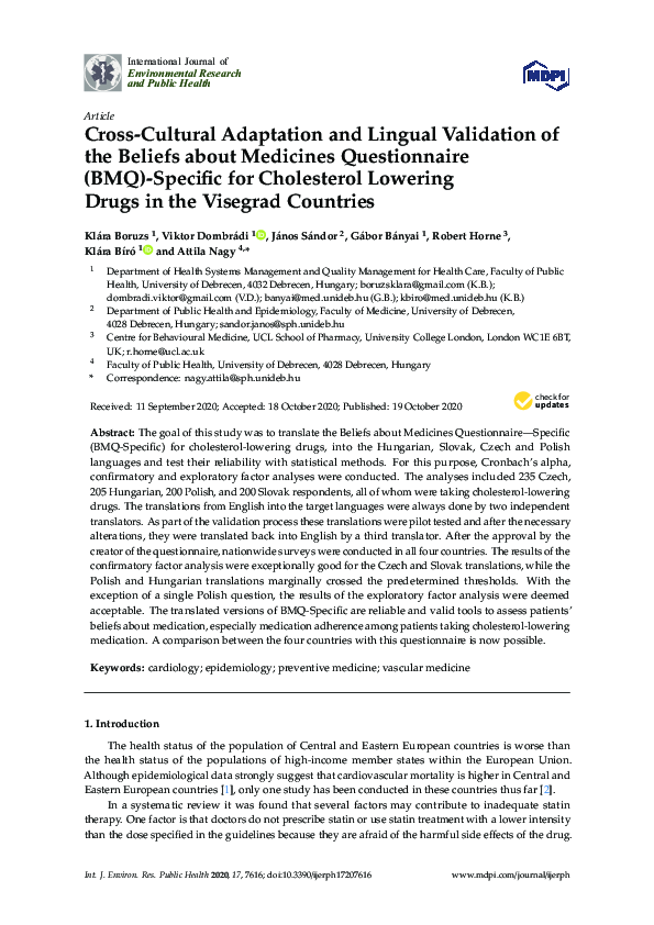 (PDF) Cross-Cultural Adaptation and Lingual Validation of the Beliefs ...