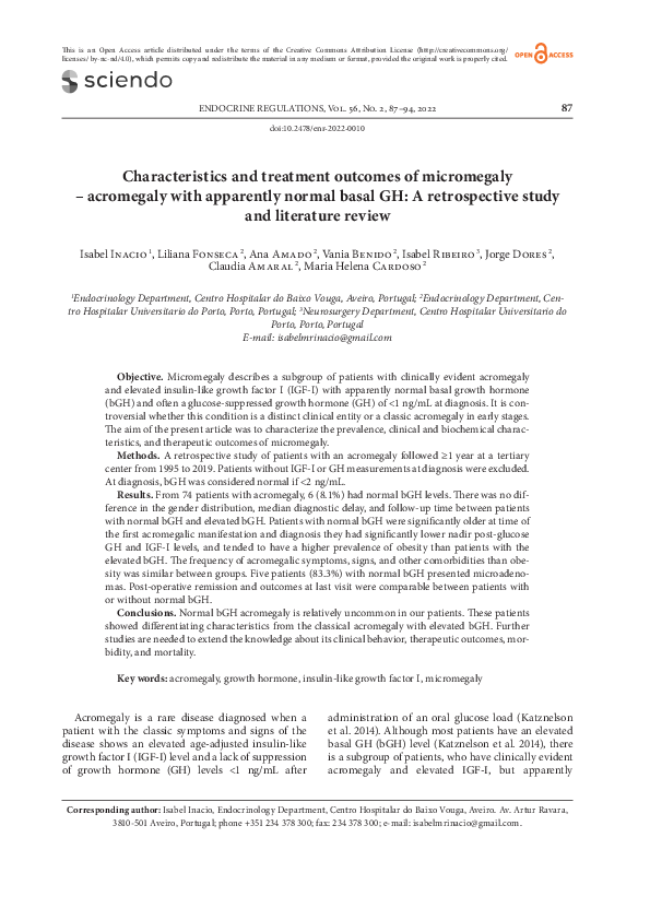 (PDF) Characteristics and treatment outcomes of micromegaly ...
