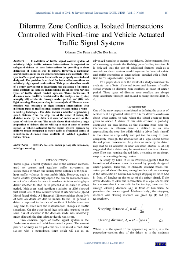 (PDF) Dilemma Zone Conflicts at Isolated Intersections Controlled With ...
