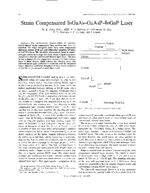 (PDF) Strain compensated InGaAs-GaAsP-InGaP laser